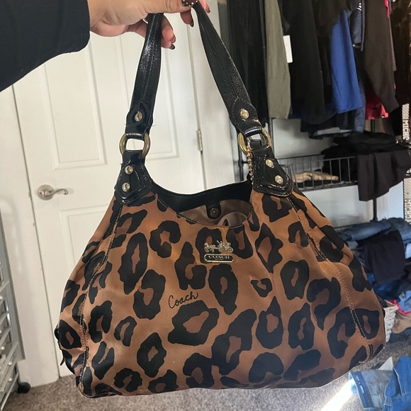 Coach | Bags | Coach Animal Print Shoulder Bag Tan And Black | Poshmark